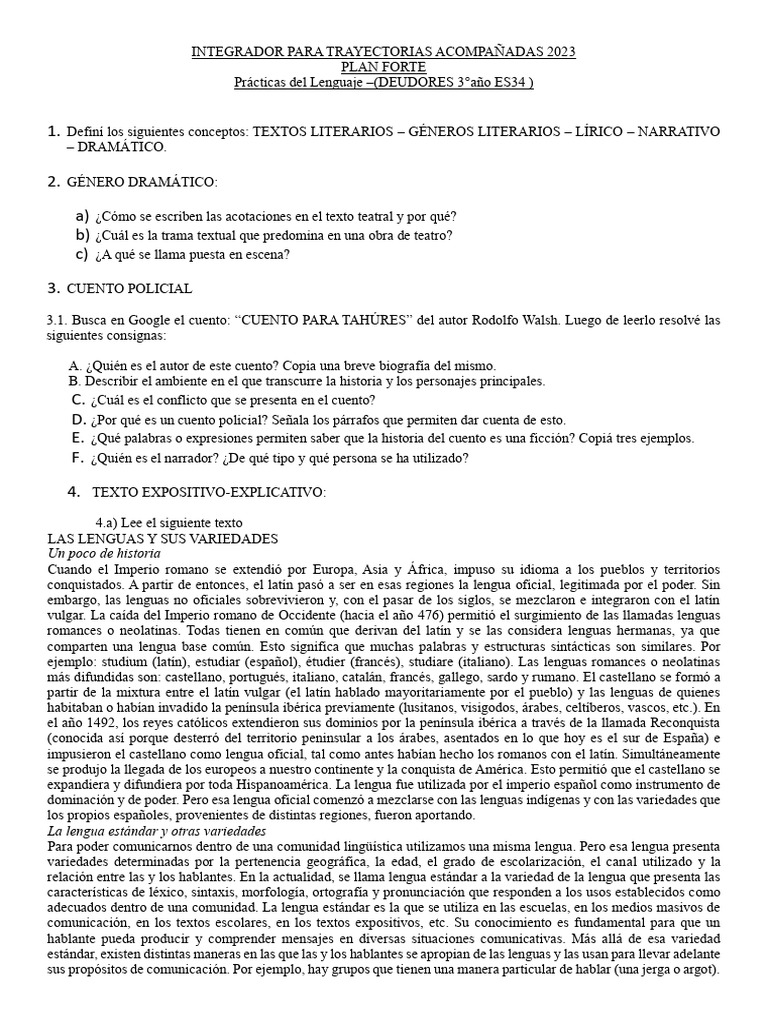 3°A plg 2023 es34 | PDF | Lengua española | latín