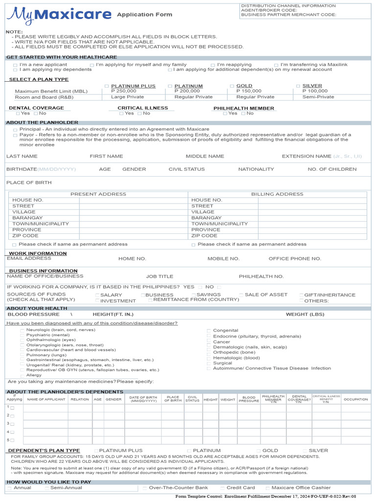 2025 MyMAXICARE APPLICATION FORM | PDF | Contractual Term | Endocrine ...