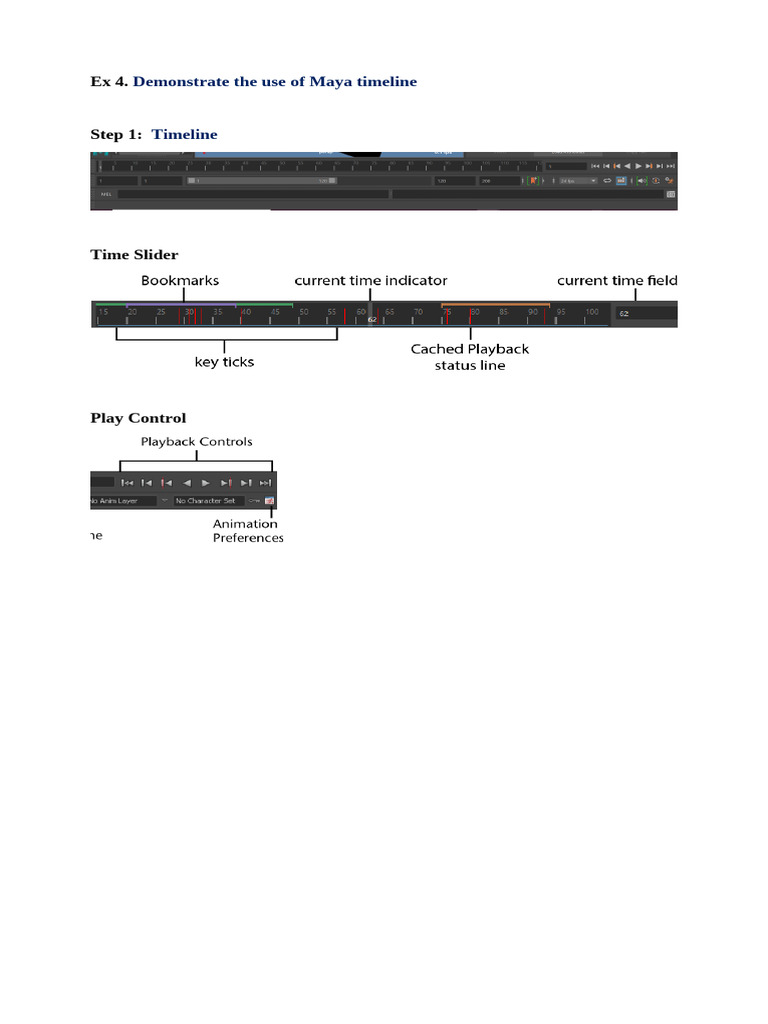 Ex 04 - Maya - Demonstration of The Use of Maya Timeline | PDF | Keyboard Shortcut | Command ...