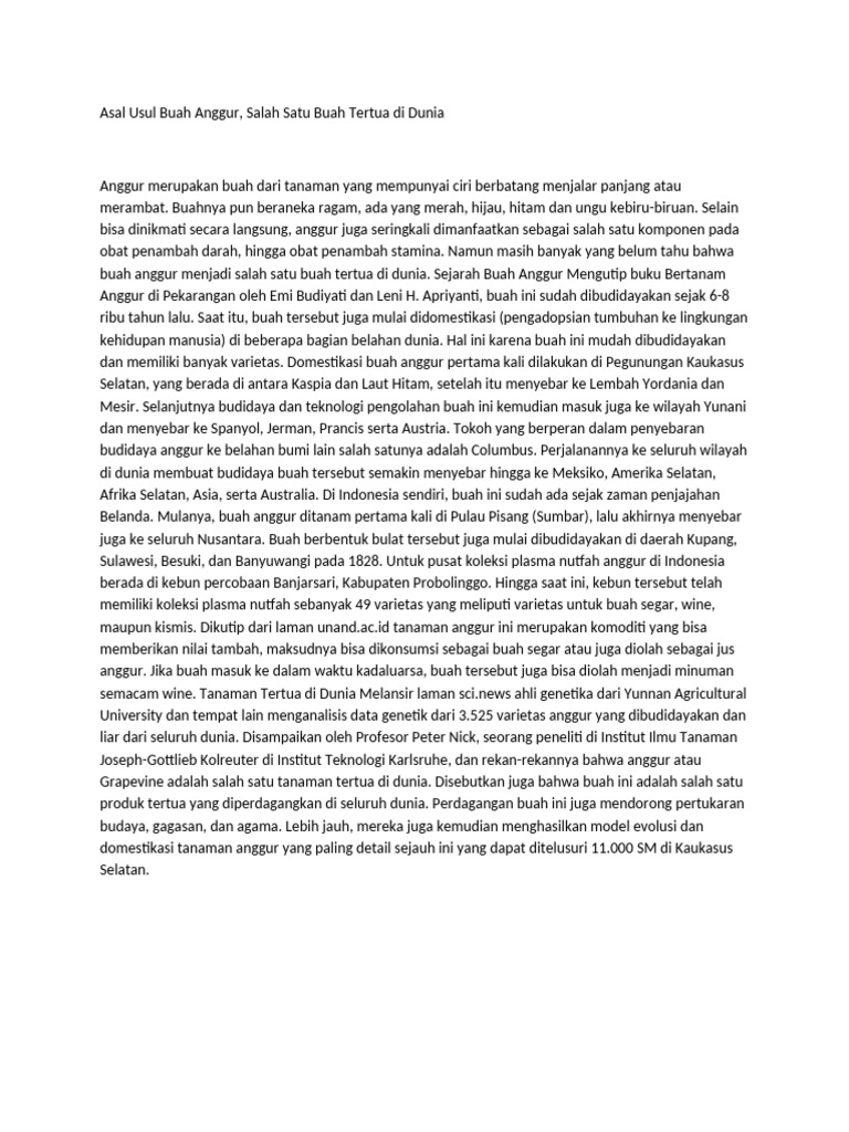 Asal Usul Buah Anggur | PDF