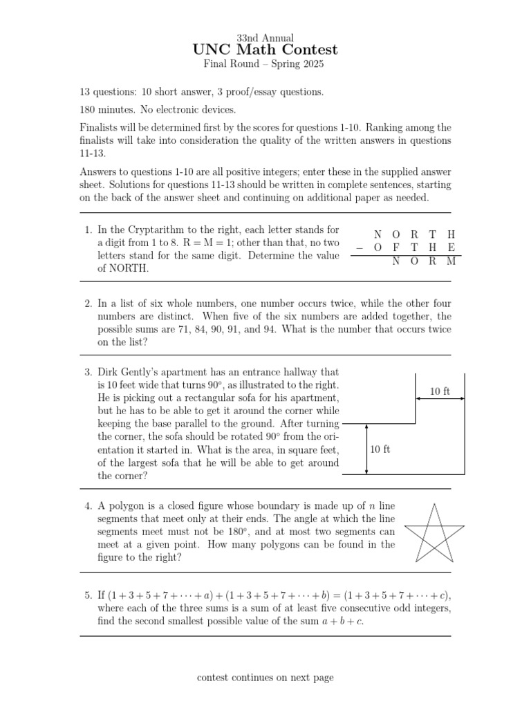 Final Round Contest Questions 24 25 | PDF | Area | Numbers