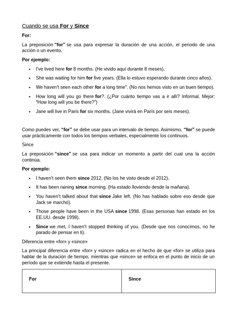 Uso de For, Since, Already, Yet y Just | PDF | Adverbio | Verbo