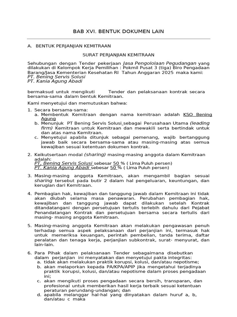 Surat Perjanjian KSO | PDF