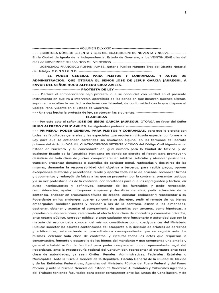 Poder General-Pleitos y Cobranzas-Admon. - Jose de Jesus Garcia ...
