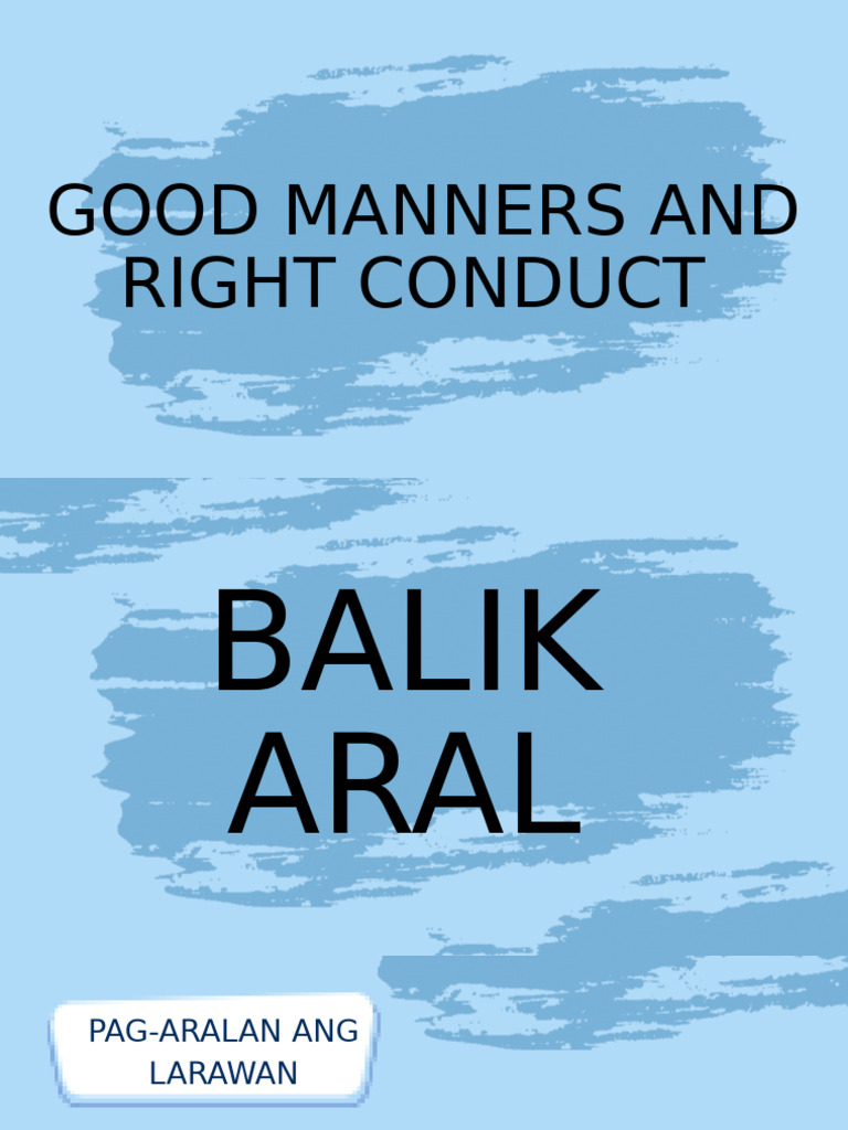 Good Manners and Right Conduct | PDF