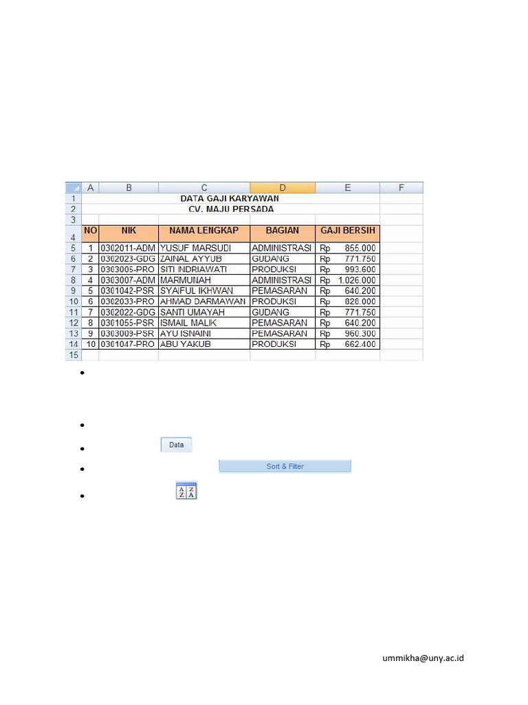 Pengolahan Data Sederhana di Excel | PDF