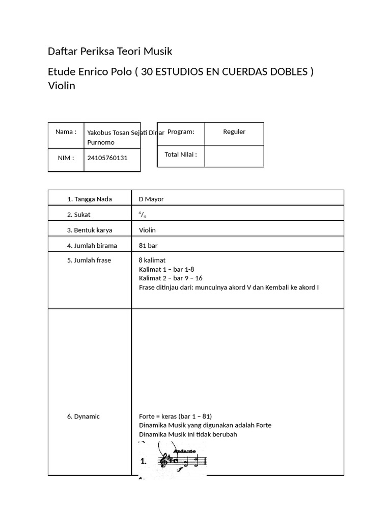 Yakobus Tosan Sejati - 24105760131 Violin Tugas 4 Teori Musik & Solfes ...