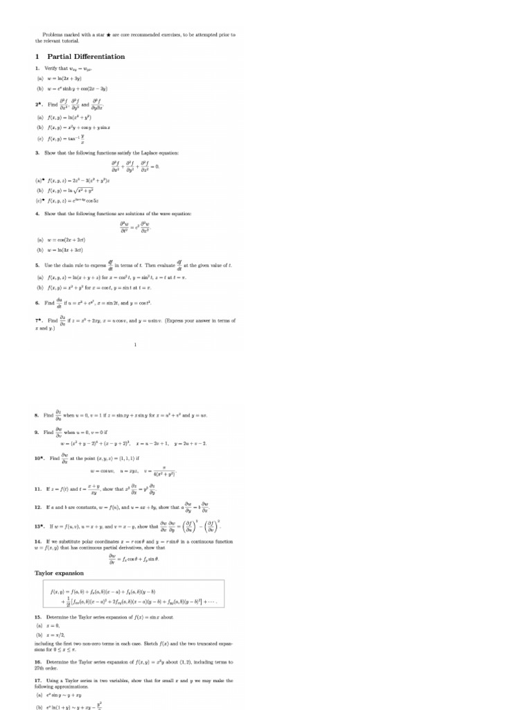 MATH2018 Tutorial Problems | PDF