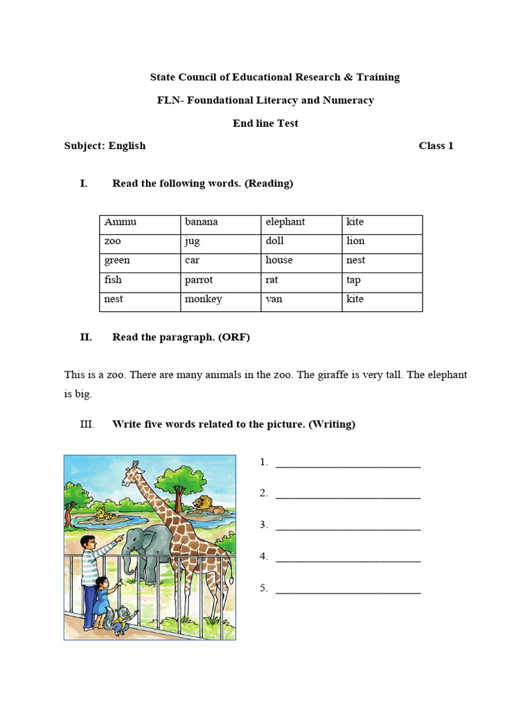 FLN Endline Test Papers 2024-25 | PDF