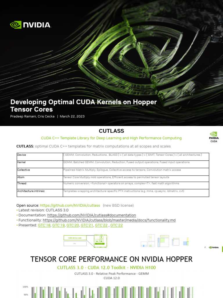 S51413 - Developing Optimal CUDA Kernels On Hopper Tensor Cores - 1679452516682001bWRm | PDF ...