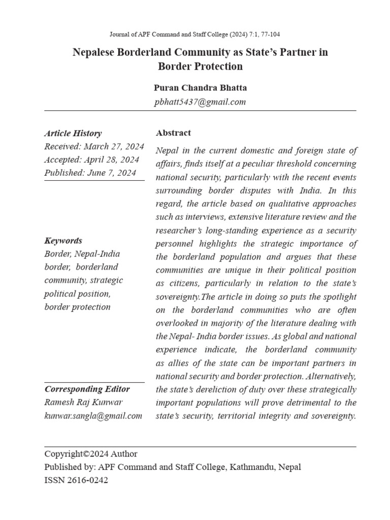 Borderland Community As States Partner I | PDF | Nepal