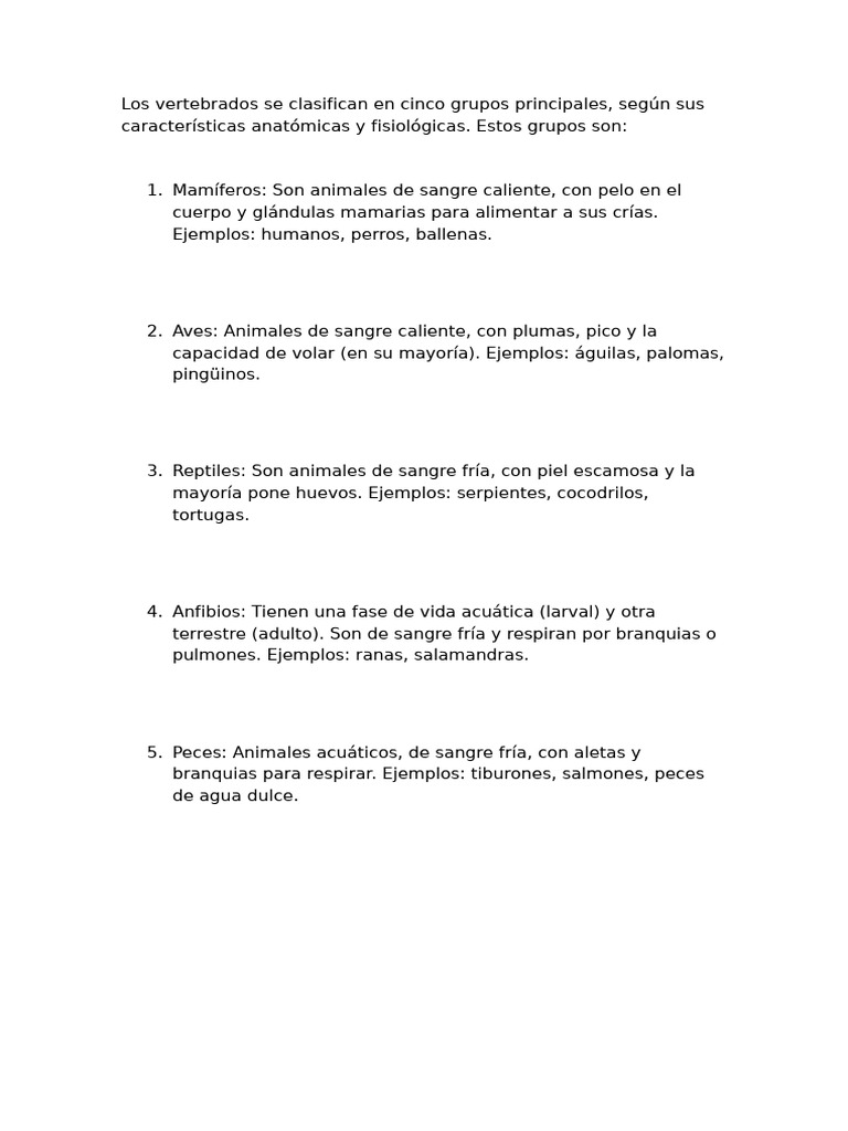Clasificación de los Vertebrados | PDF