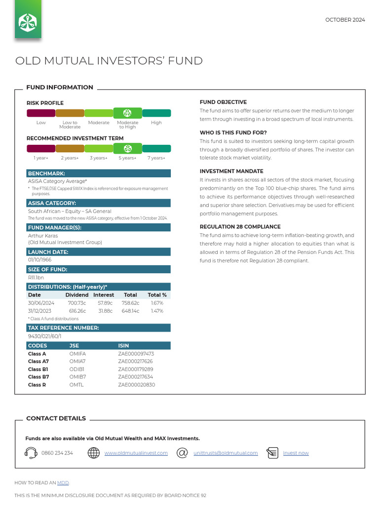 Old Mutual Investors' Fund Overview | PDF | Investment Fund | Investing