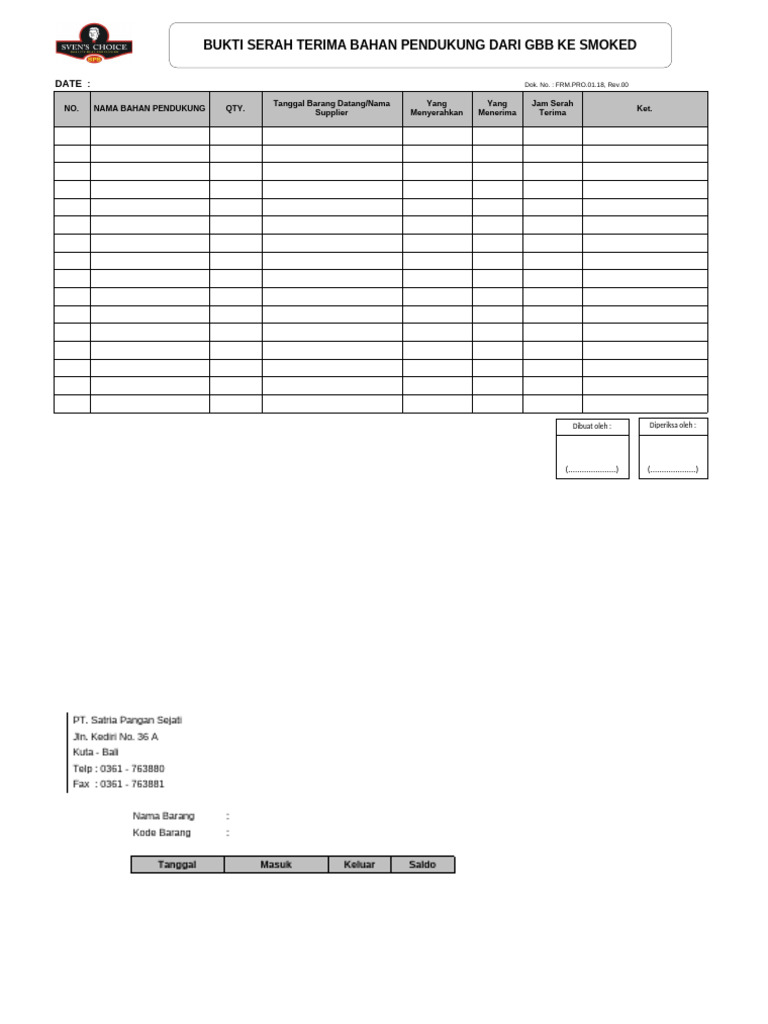 FRM - PRO.01.18 Form Bukti Serah Terima Bahan Pendukung Dari GBB Ke ...