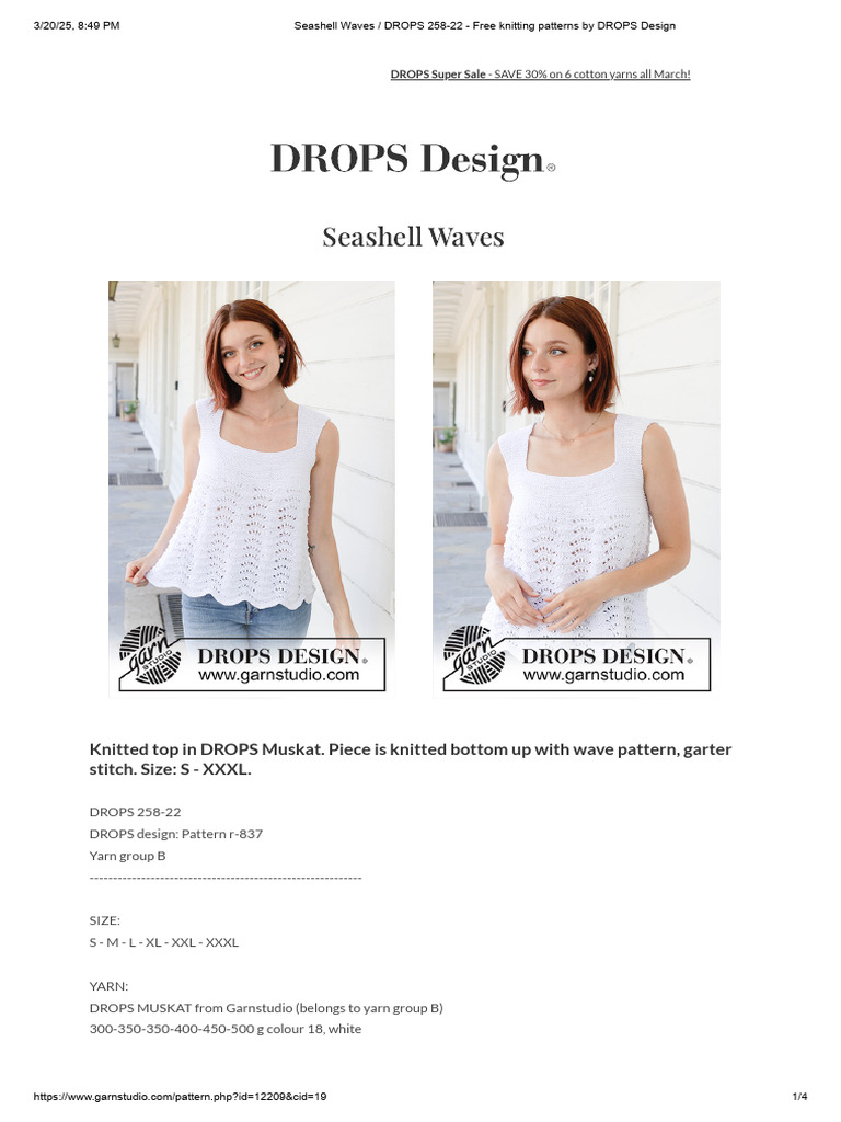 Seashell Waves - DROPS 258-22 - Free Knitting Patterns by DROPS Design ...