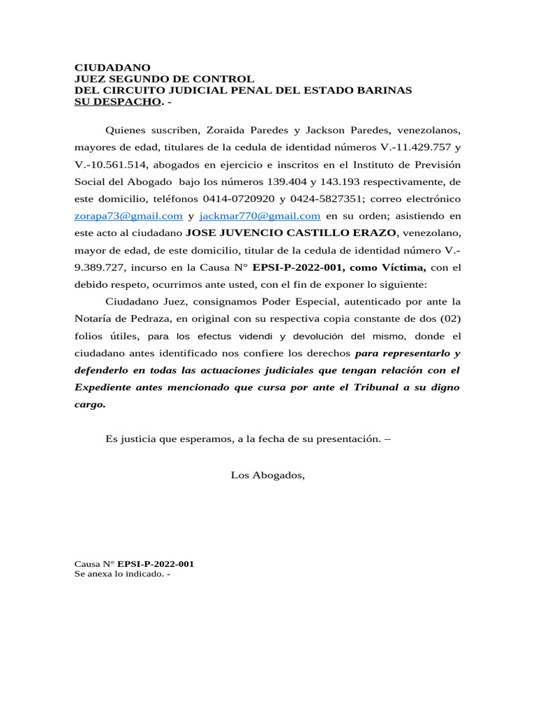 Poder Especial en Causa Judicial Barinas | PDF