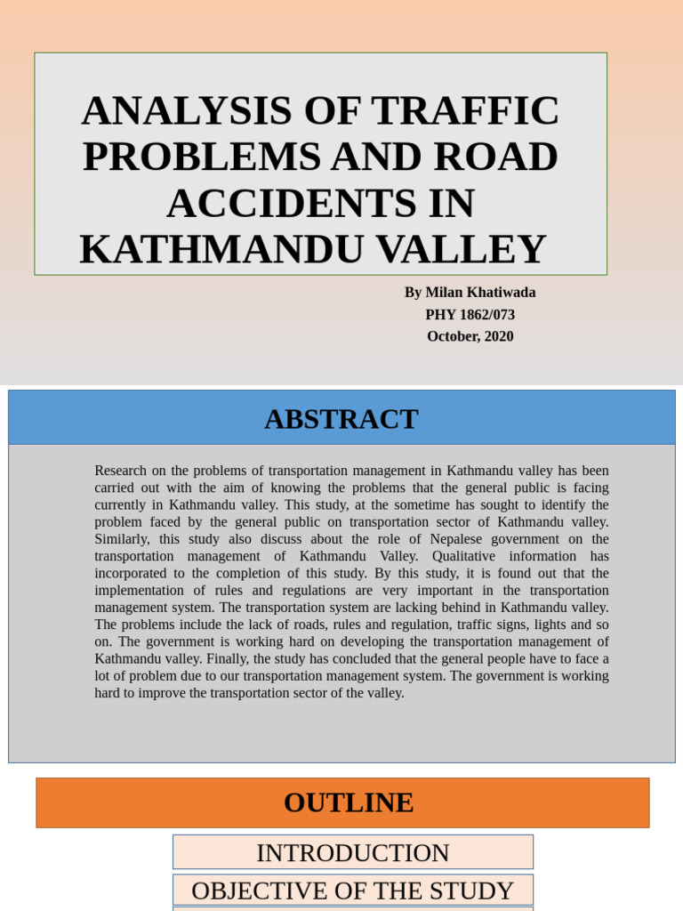 Analysis of Traffic Problems and Road Accidents in | PDF | Traffic ...