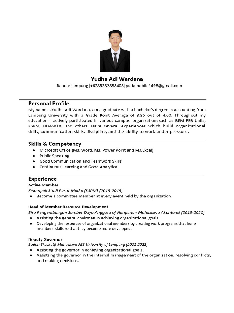 Yudha Adi Wardana STAFF ACCOUNTING & TAX Resume | PDF | Business