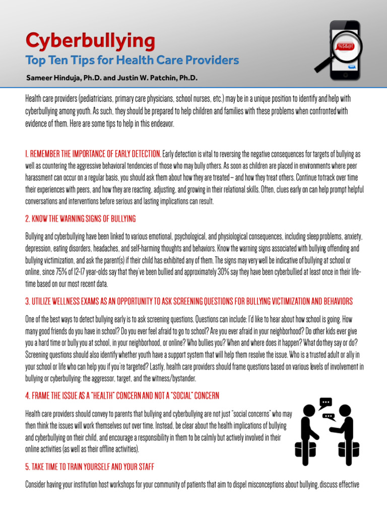 Cyberbullying Top Ten Tips Health Care Providers | PDF