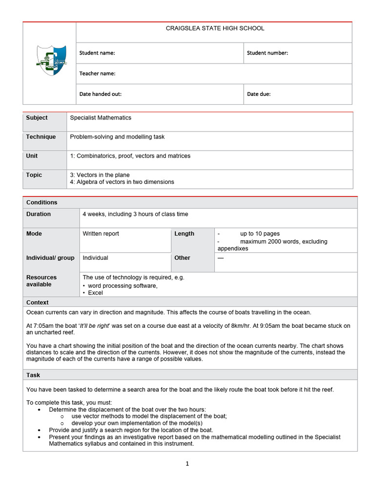 FA1_year_11_specialist_mathematics_PSMT_2025 | PDF | Euclidean Vector ...