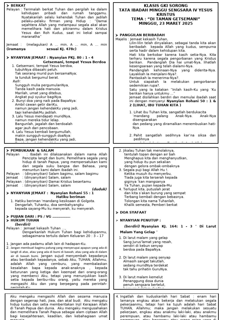 Tata Ibadah Minggu Sengsara 4 - 23 Mar 2025 | PDF