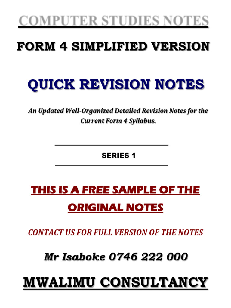 f4 Computer Simplified Notes SP | PDF | Computer Network | Transmission ...