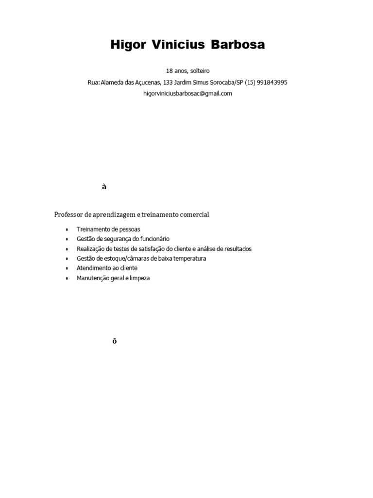 Currículo Higor Vinicius | PDF