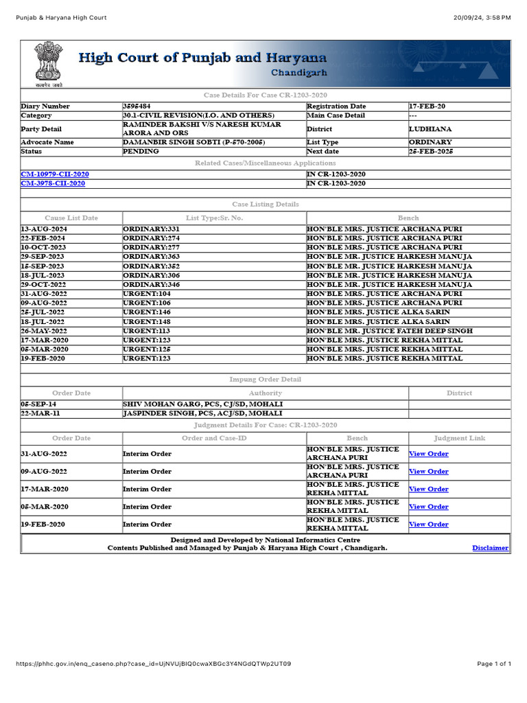 Case Status: CR-1203-2020 Details | PDF