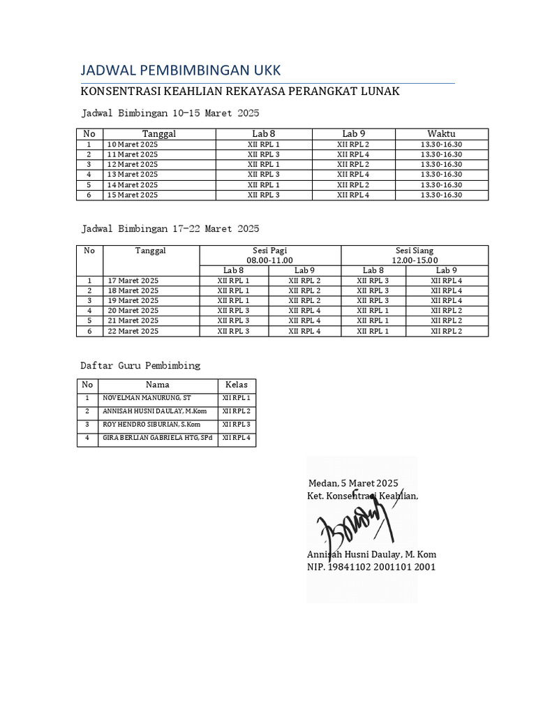 JADWAL PEMBIMBINGAN UKK Revisi | PDF