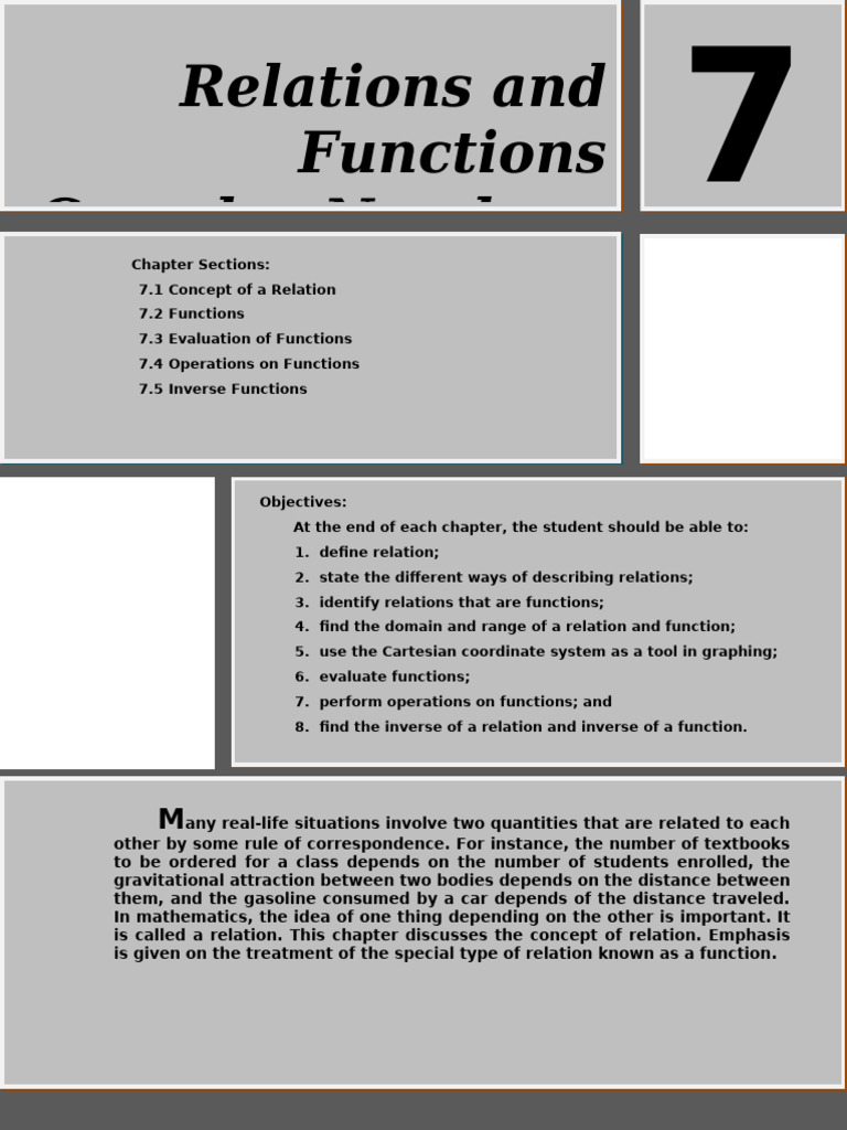 Chapter 7 Relations and Functions Mapua | PDF | Function (Mathematics) | Variable (Mathematics)