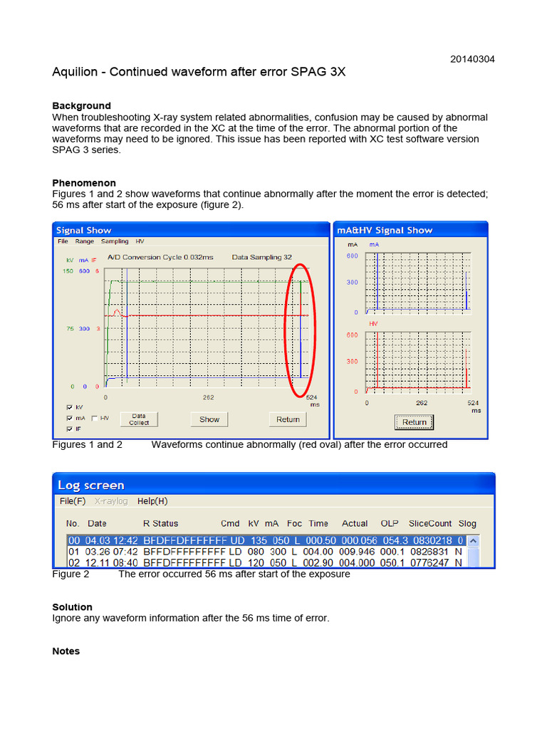 Aquilion - Continued Waveform After Error SPAG 3X | PDF