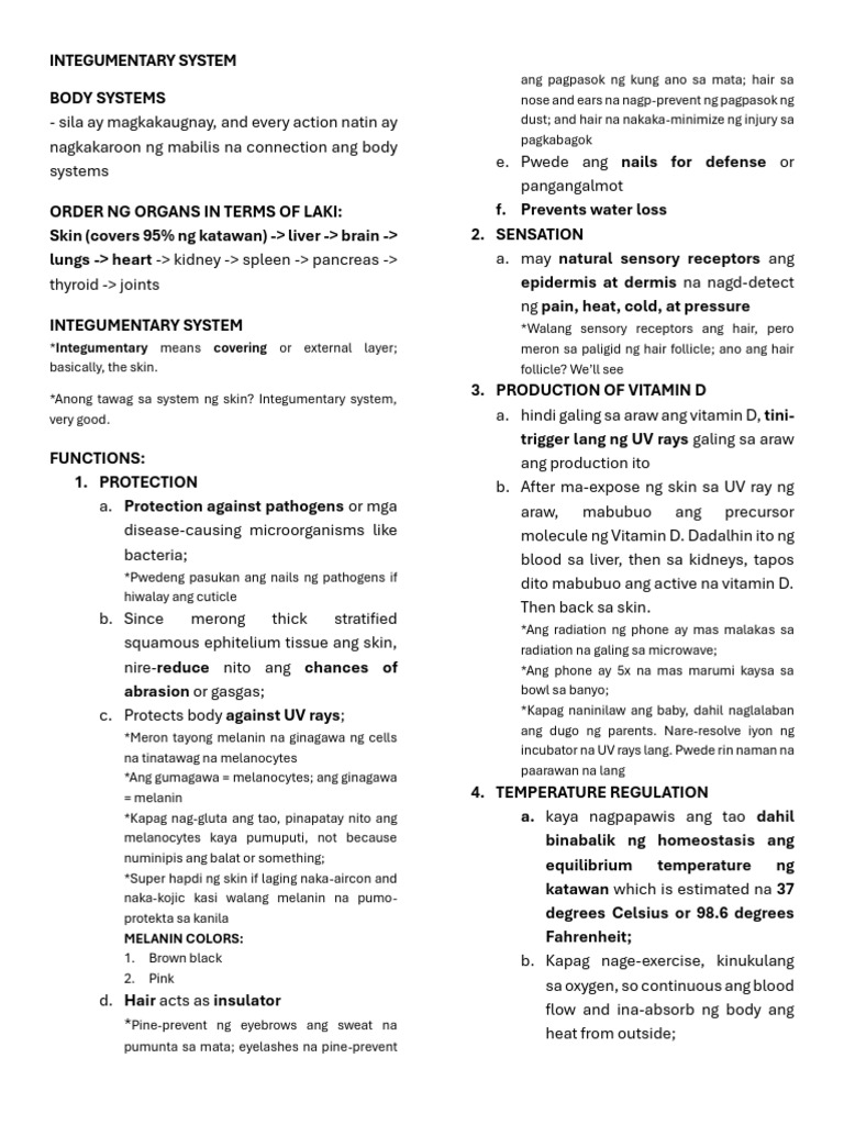 P2-Notes-Integumentary-System | PDF