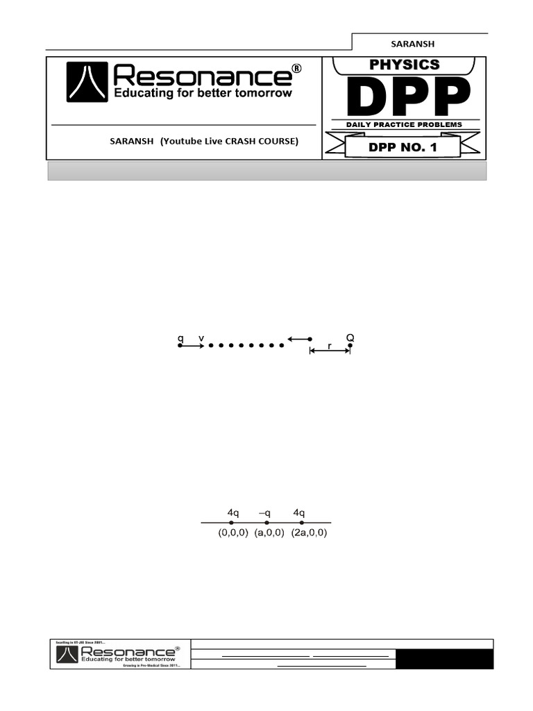 DPP No1 | PDF | Force | Electron