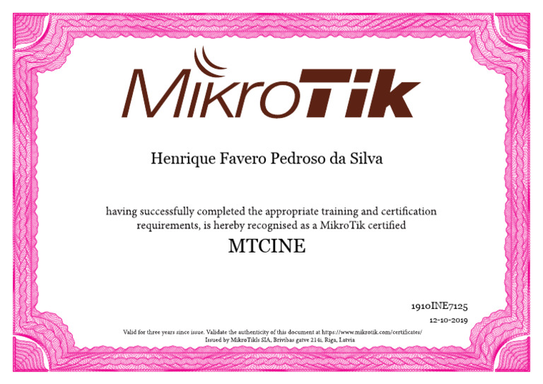 MTCINE - Certificado | PDF