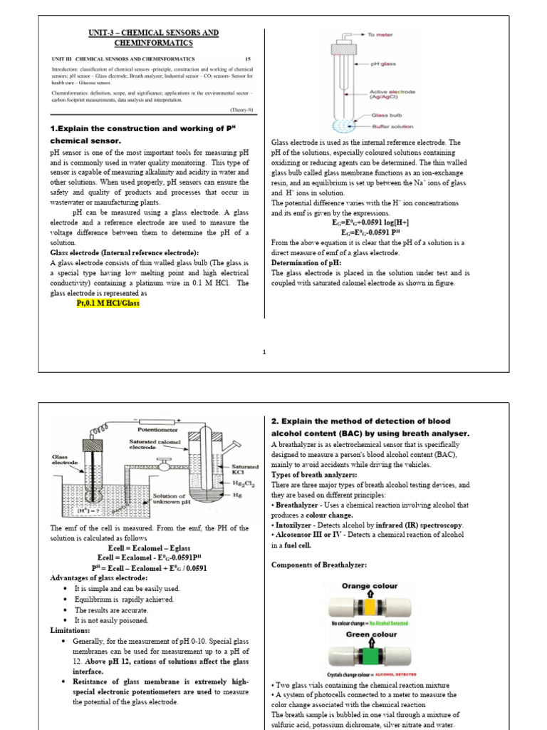 Unit-3 Q&a Notes-Chemical Sensors and Cheminformatics | PDF | Carbon ...