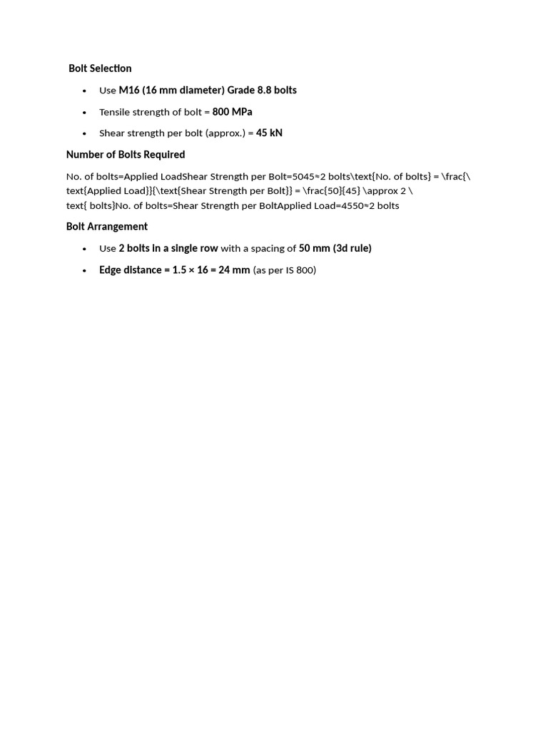 Bolt Selection | PDF