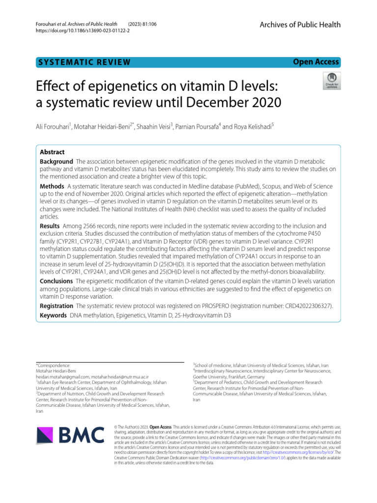 Effect of epigenetics on vitamin D levels | PDF | Epigenetics | Genetics