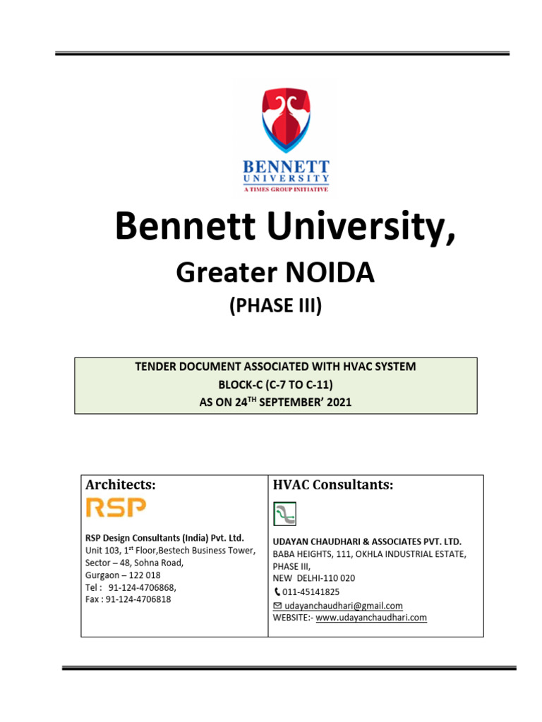 HVAC Tender Specification | PDF | Duct (Flow) | Building Automation