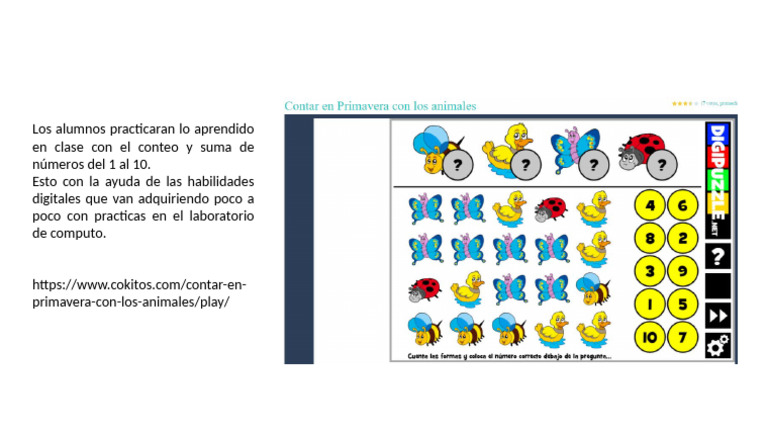 Práctica de conteo del 1 al 10 en clase | PDF