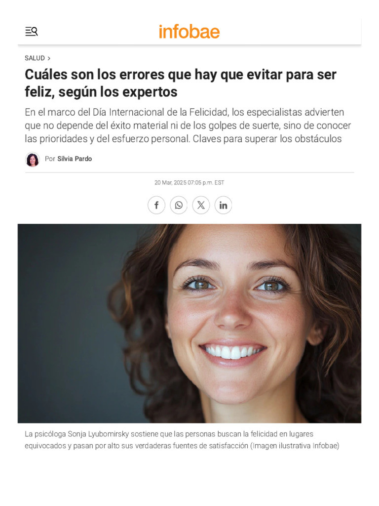 Cuáles Son Los Errores Que Hay Que Evitar para Ser Feliz, Según Los Expertos - Infobae | PDF ...