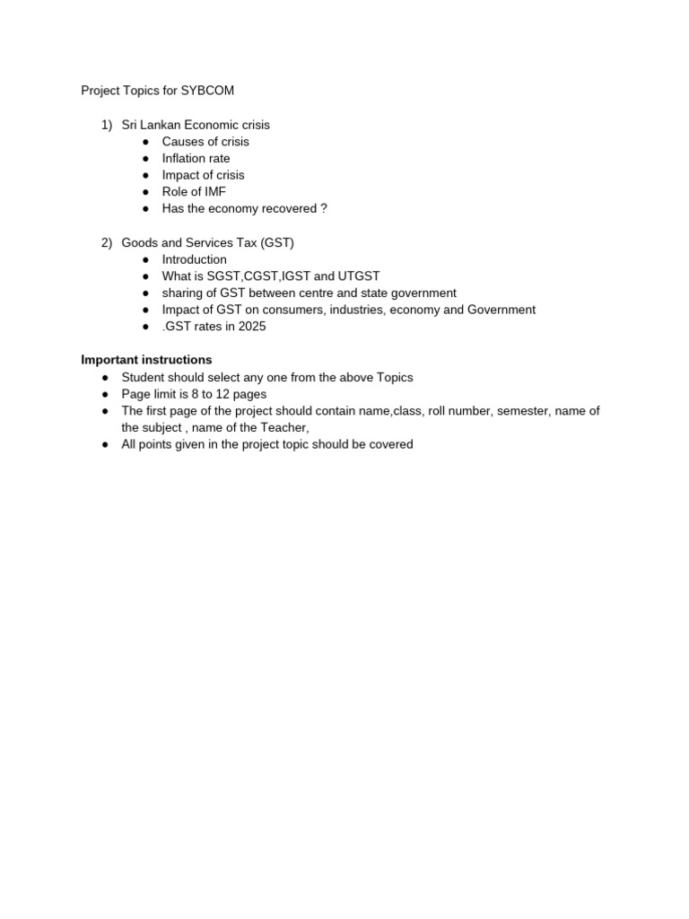 Project Topics SYBCOM-Bus Eco-SEM IV-2025 | PDF