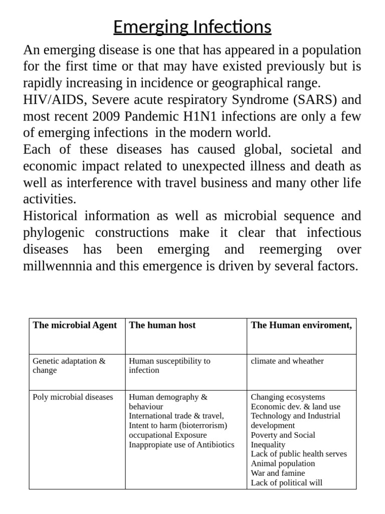 Emerging Infection 1 | PDF | Tuberculosis | Influenza