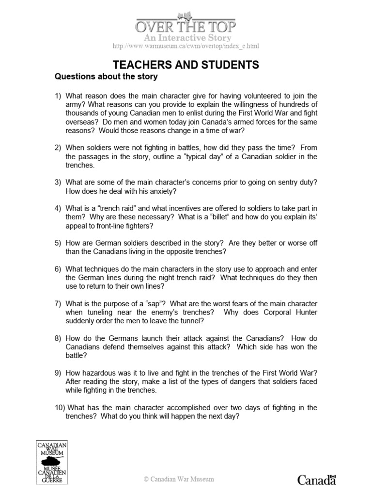 Over The Top Story Questions | PDF