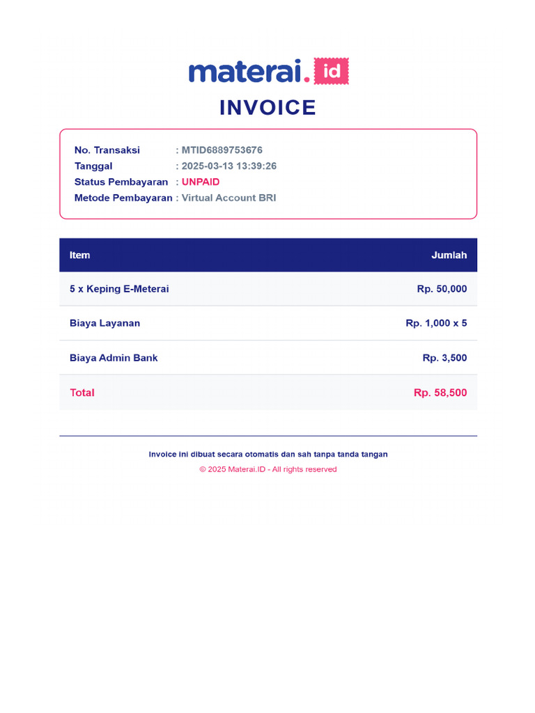 Invoice e Materai | PDF