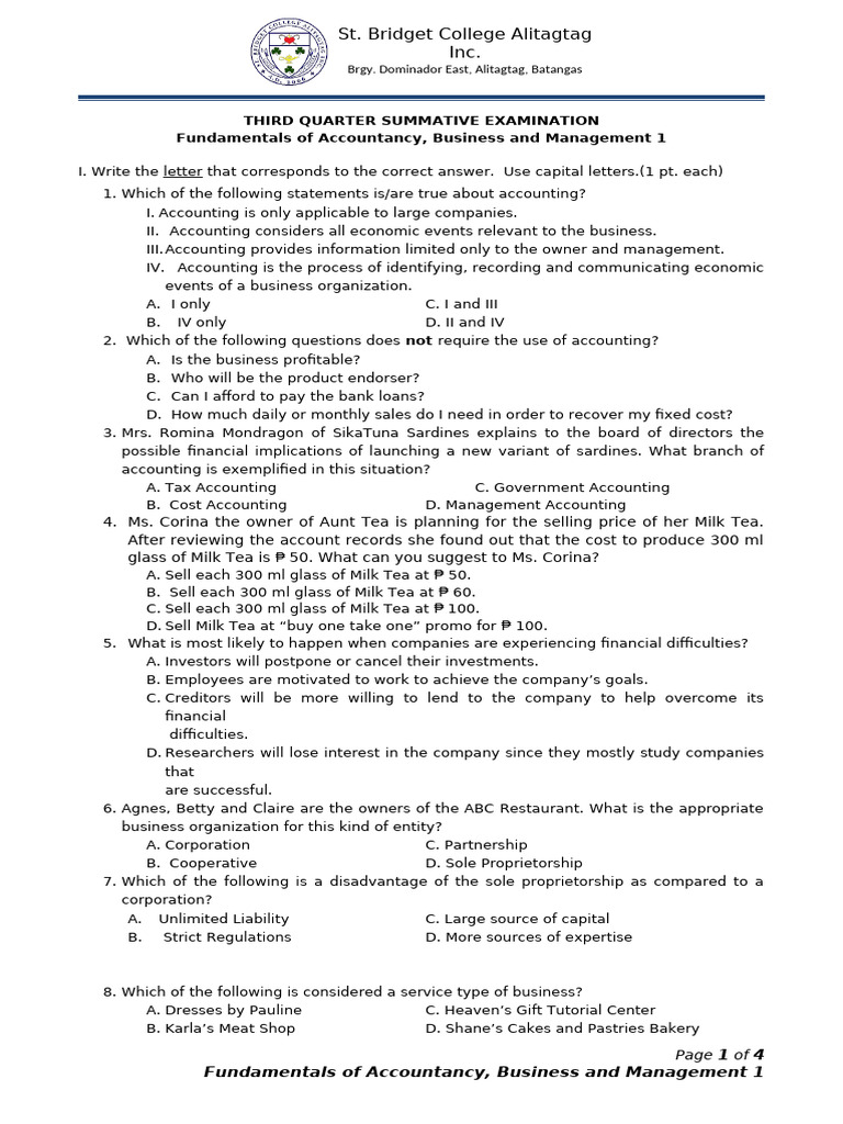 Bussacctg1 Summative Assessment | PDF | Debits And Credits | Equity ...