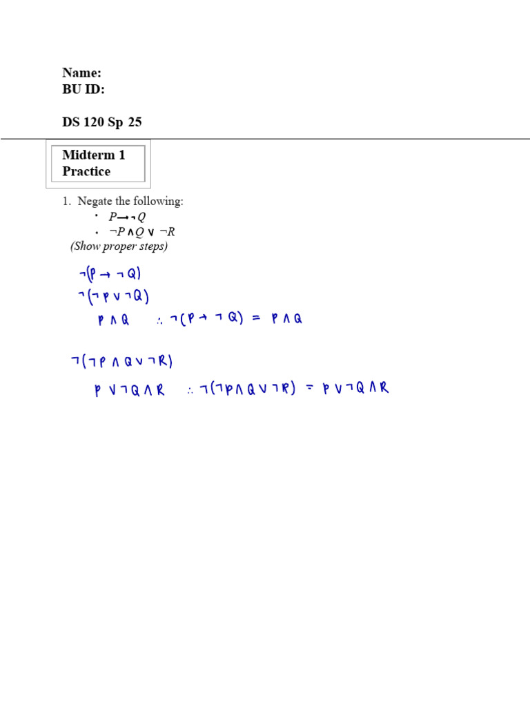 Midterm 1 Sp25 Practice(3) | PDF | Basis (Linear Algebra) | Mathematics