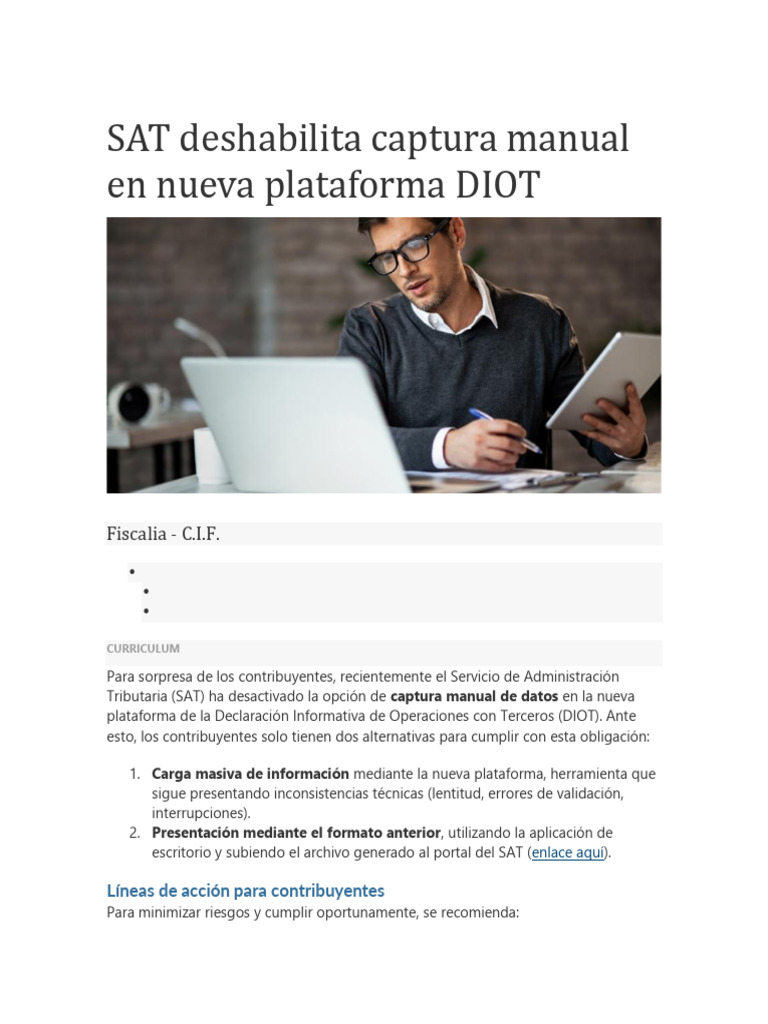 SAT Elimina Captura Manual DIOT | PDF | Informática