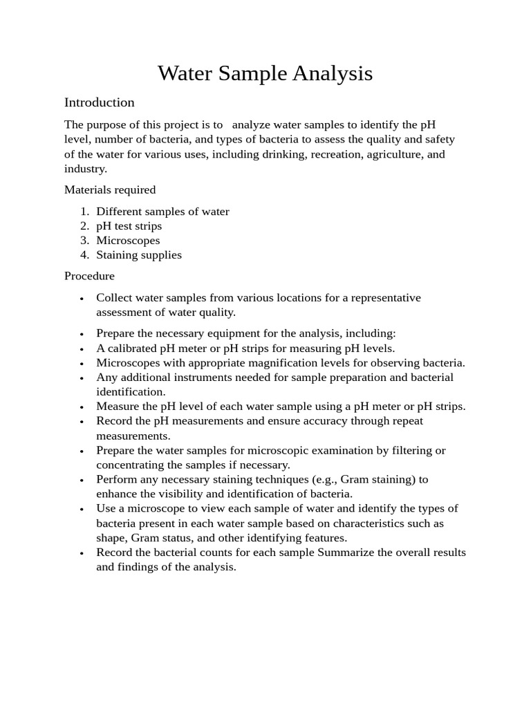 Water Sample Analysis | PDF