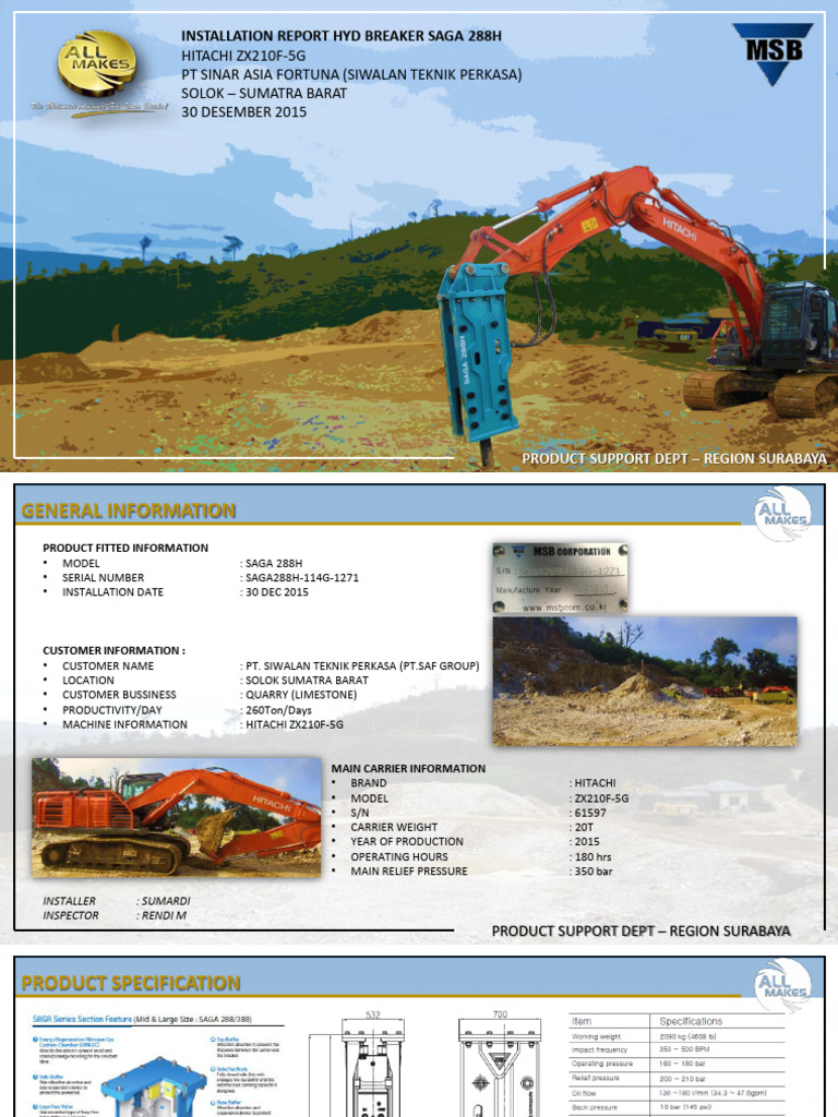 Installation Report Saga 288 ZX210 | PDF | Valve | Chemical Engineering