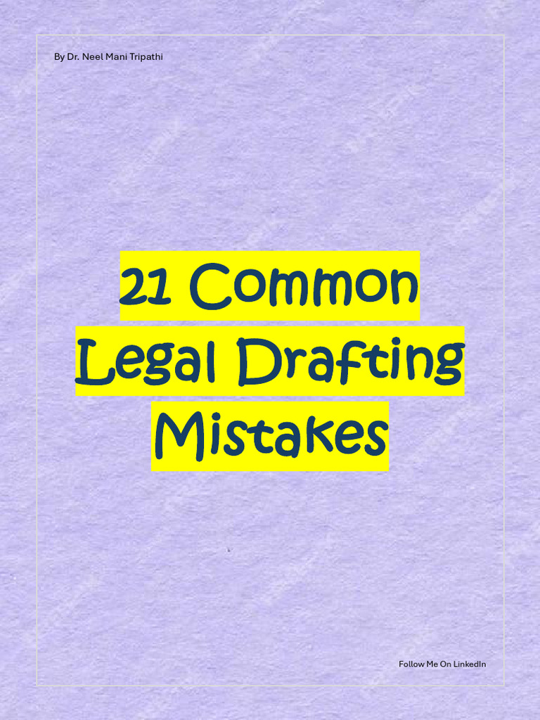 21 Common Legal Drafting Mistakes | PDF | Arbitration | Mediation